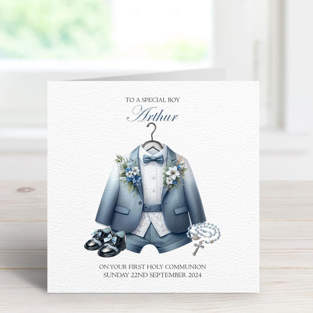 Boy's Personalised First Holy Communion Card - Card for Grandson, Son ...