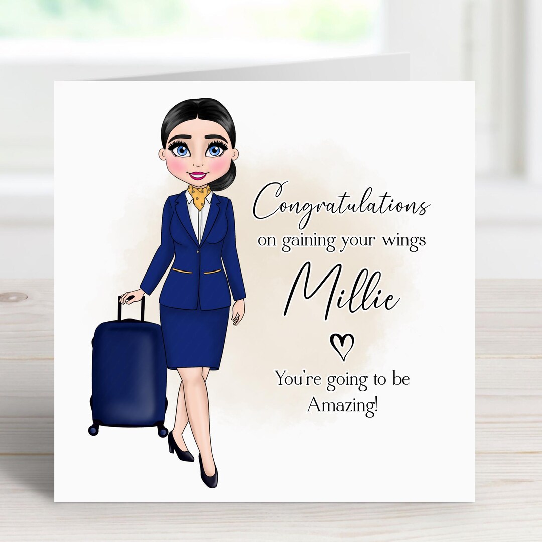Personalised Flight Attendant New Job Card - Congratulations Card for ...