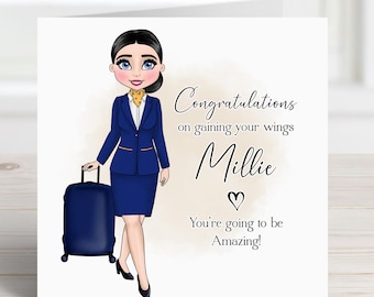 Cabin Crew New Job Card, Flight Attendant Congratulations Card, Gaining ...