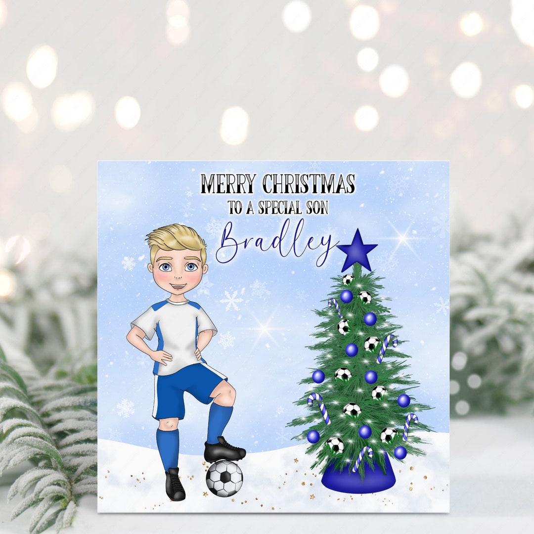 Boys Football Christmas Card Personalised Card for Son - Etsy