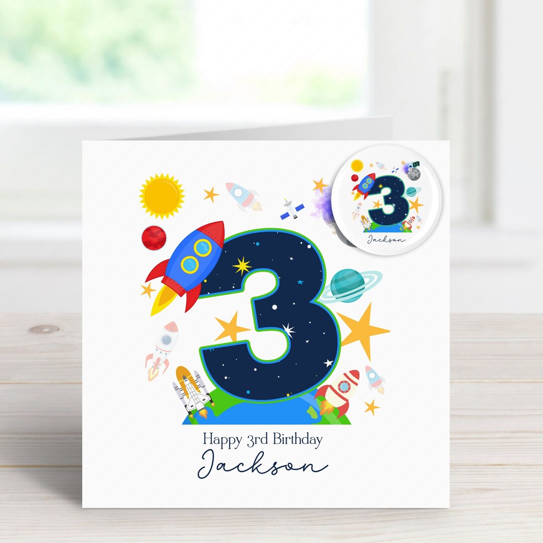 Boy's Space Themed Birthday Card Card for Grandson - Etsy