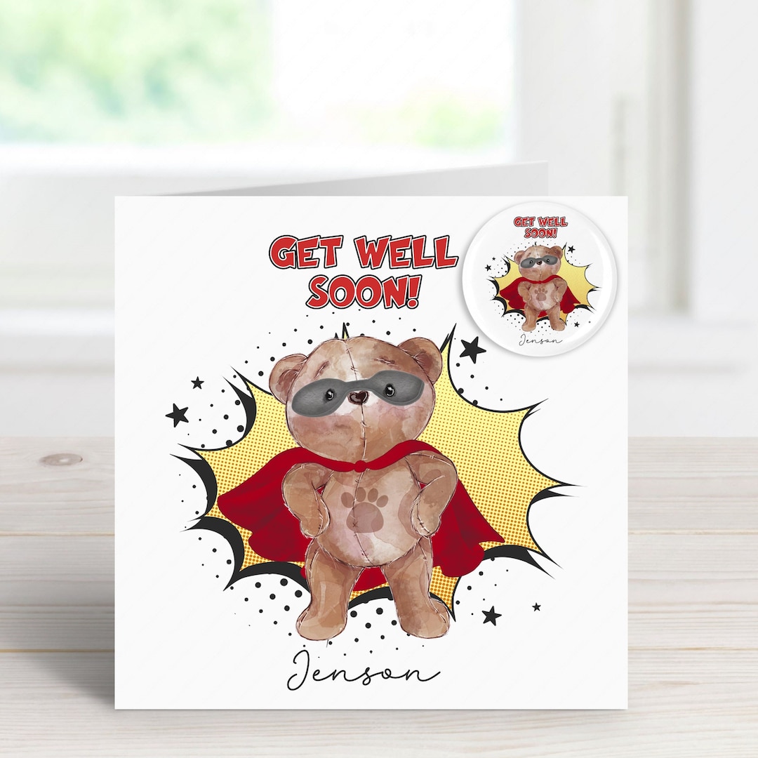Children's Get Well Soon Card and Badge - Thinking of You Card - Etsy