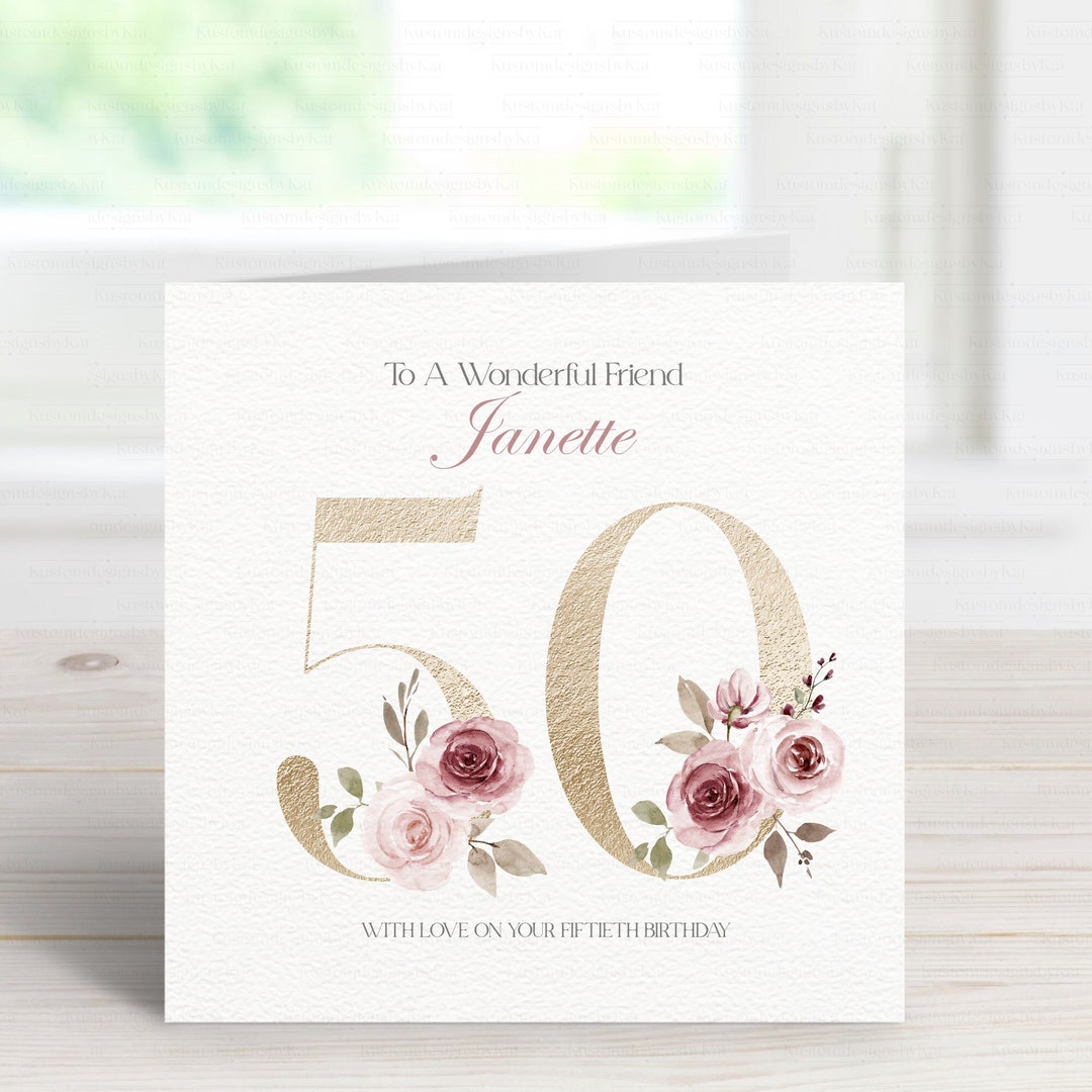 50th Birthday Card - Personalised Milestone Birthday Card for Her - Etsy