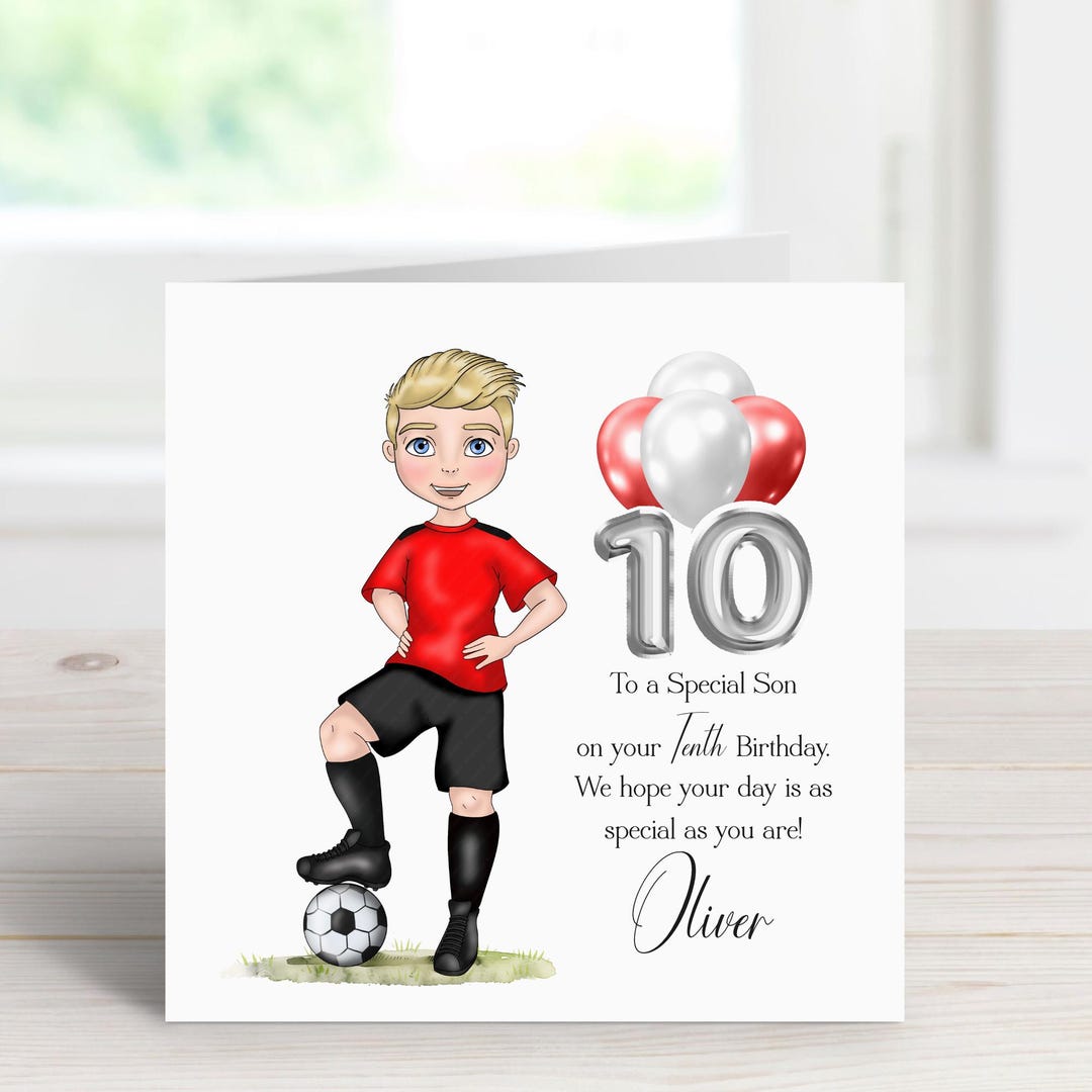Boys Football Birthday Card Personalised Greeting Card for Son ...