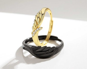 S925 Sterling Silver Angel and Devil Promise Rings Couple | Etsy India