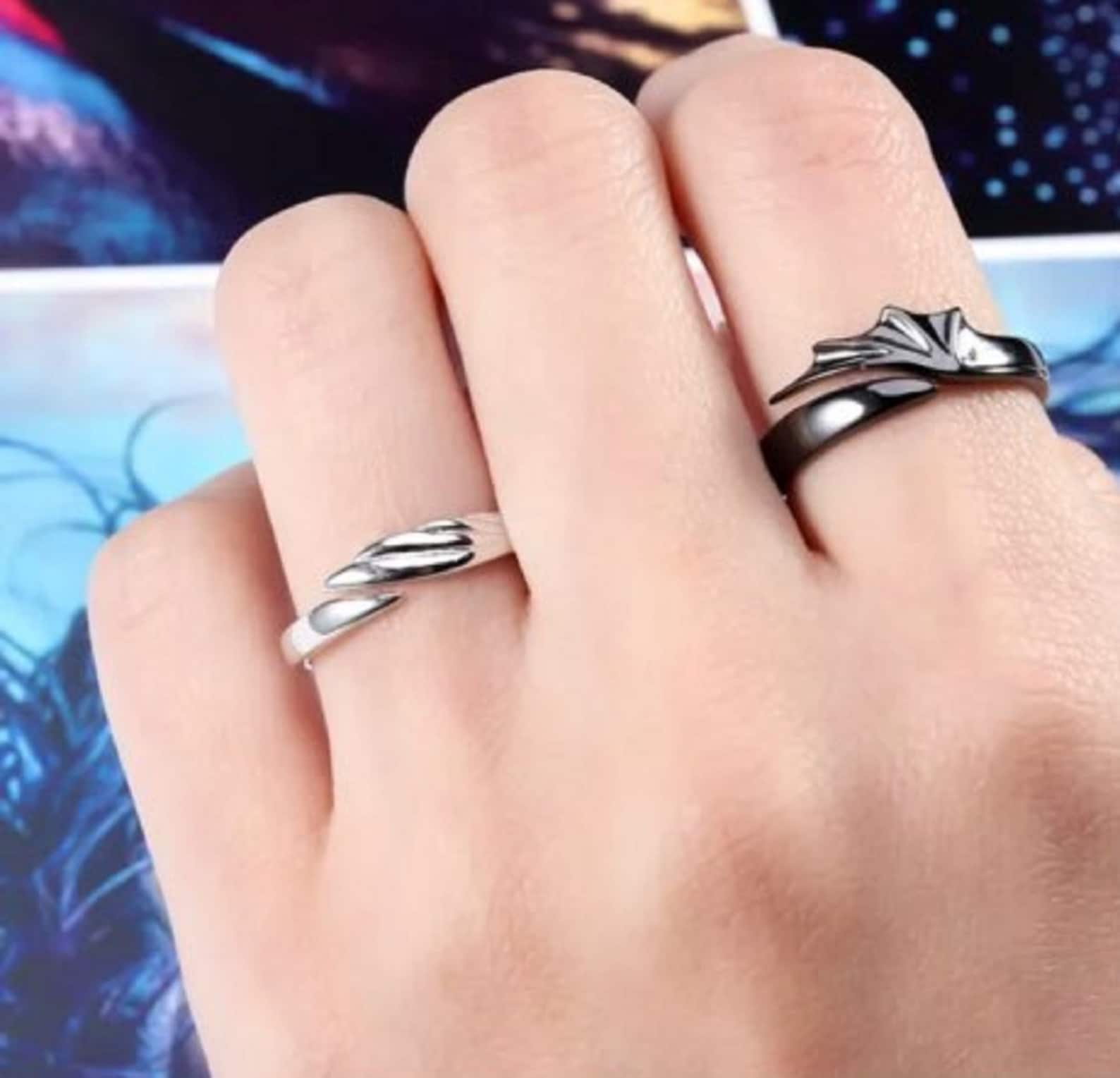 S925 Sterling Silver Angel and Devil Promise Rings Couple | Etsy India