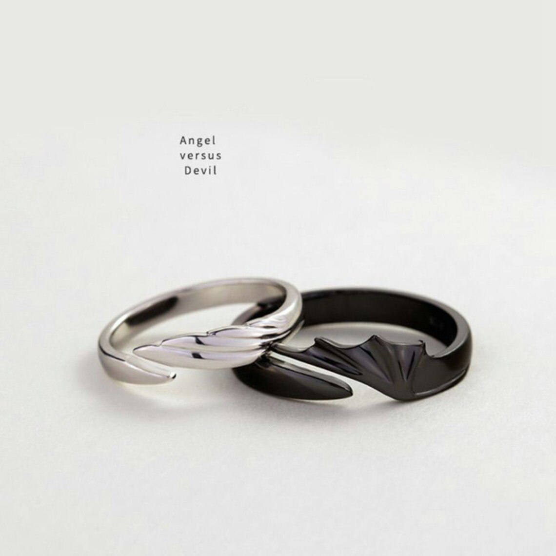 Buy S925 Sterling Silver Angel and Devil Promise Rings Couple Online in ...