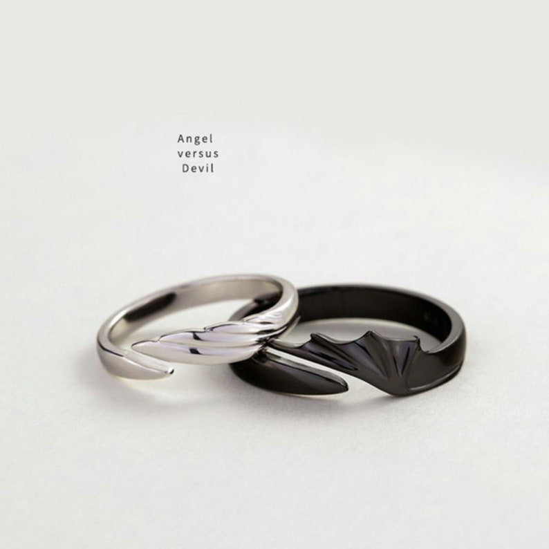 Buy S925 Sterling Silver Angel and Devil Promise Rings Couple Online in ...