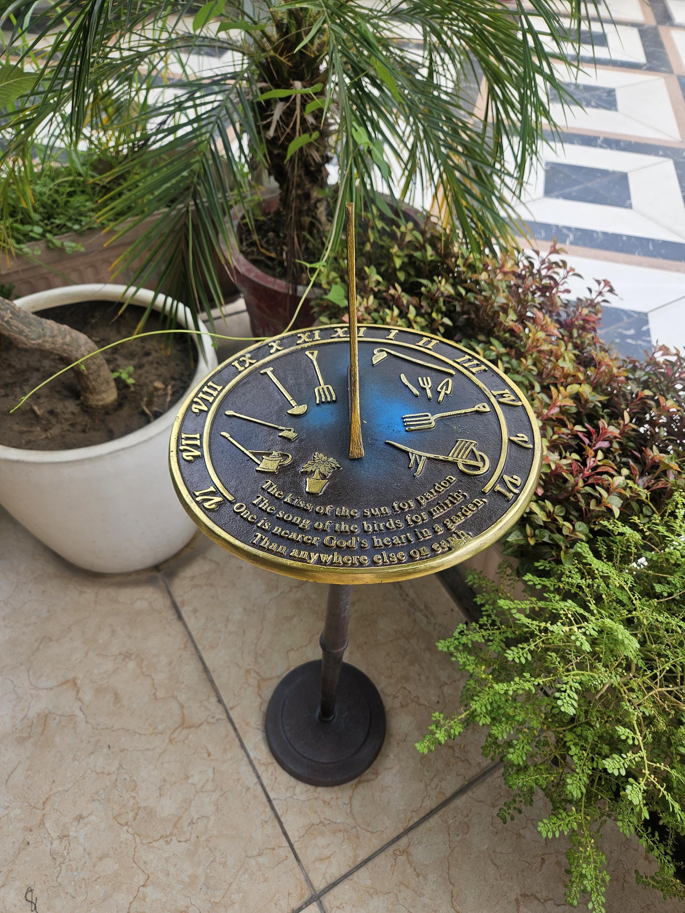Garden Sundial With Foldable Stand Vintage Solar Dial for Indoor ...