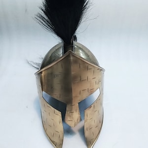 Spartan Helmet With Black Plume - Handcrafted Brass Finish - Perfect ...