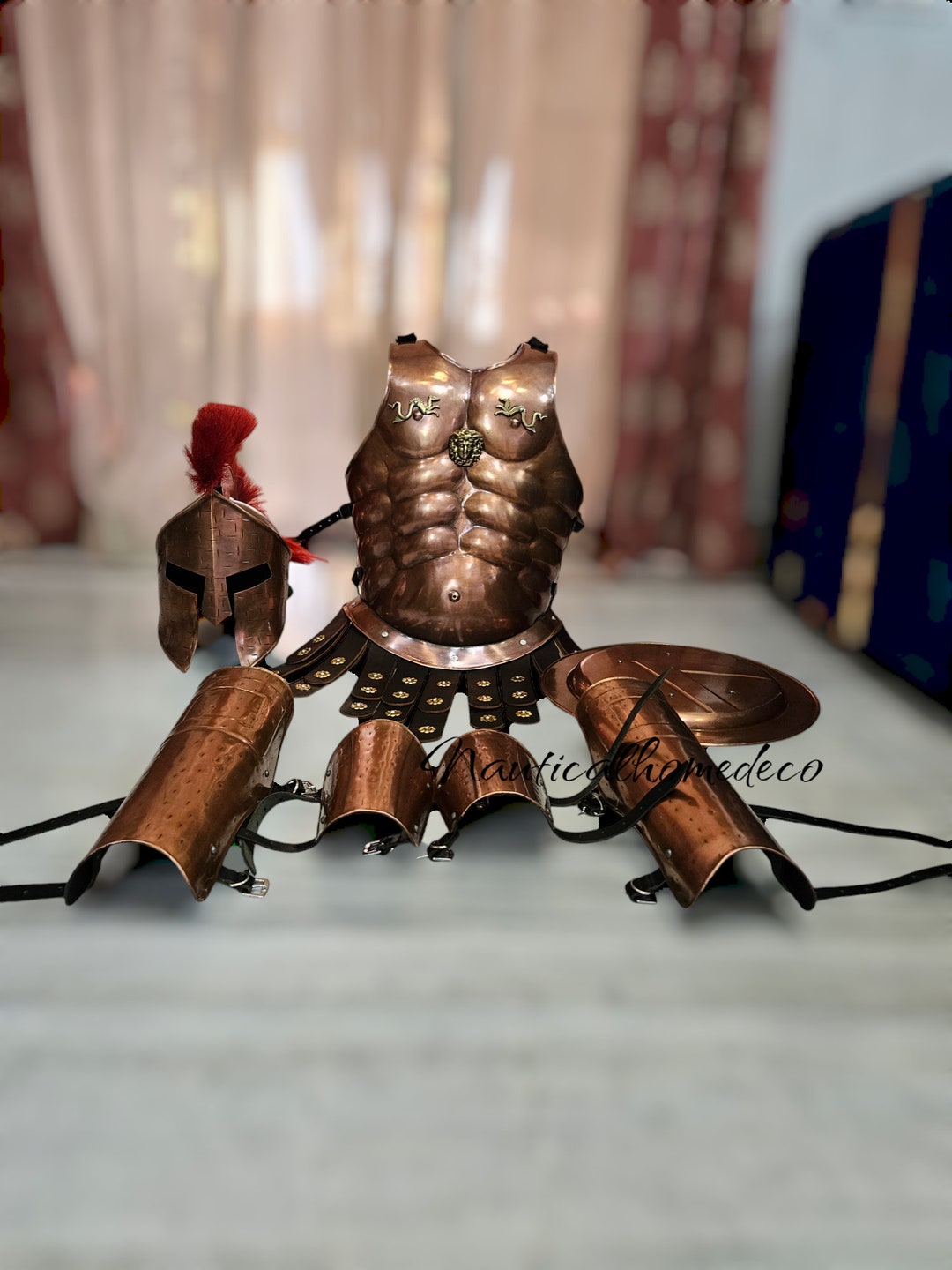 Spartan Muscle Armor Breastplate Helmet Leg Guard Arm Guard & Shield ...