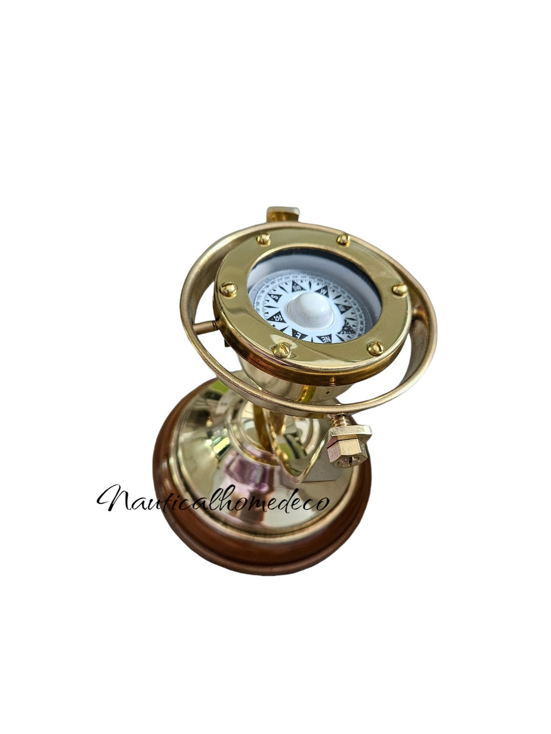 Brass Gimbal Ship's Binnacle Compass – Vintage Nautical Marine Decor ...