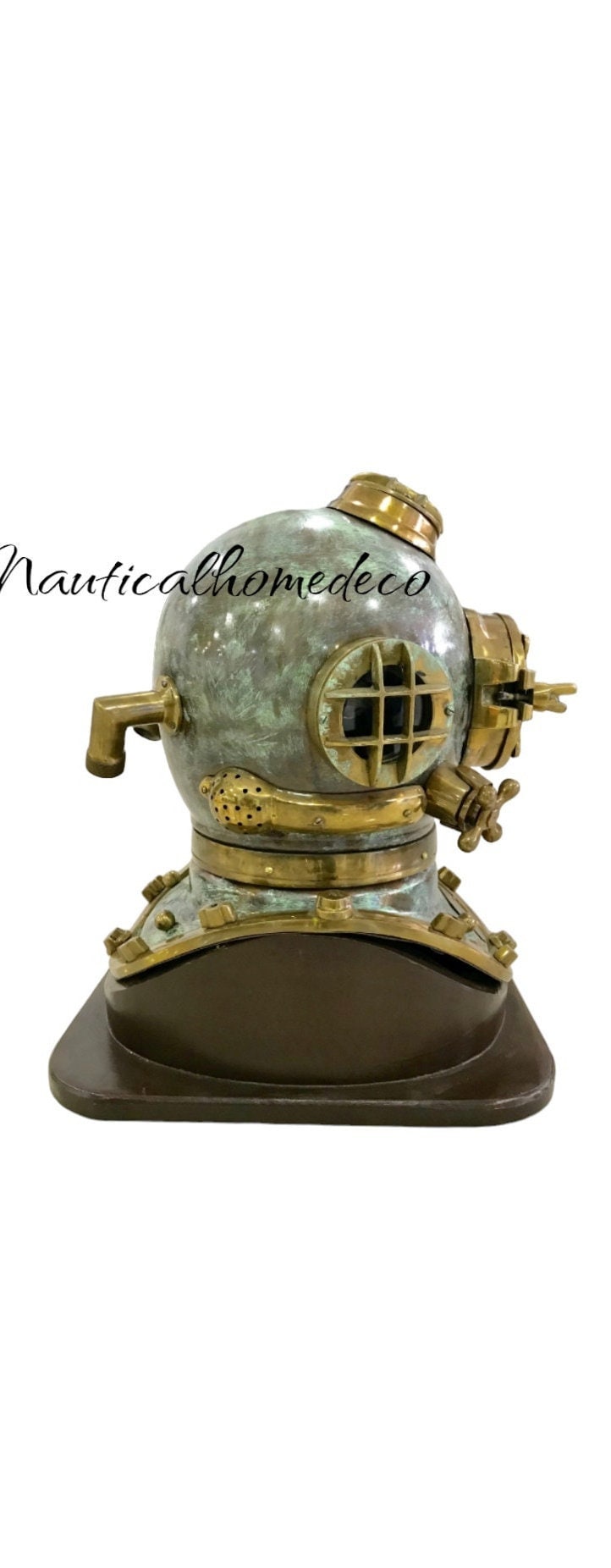 US Navy Mark V 18 Diving Helmet on Wooden Stand Divers Collection Home ...