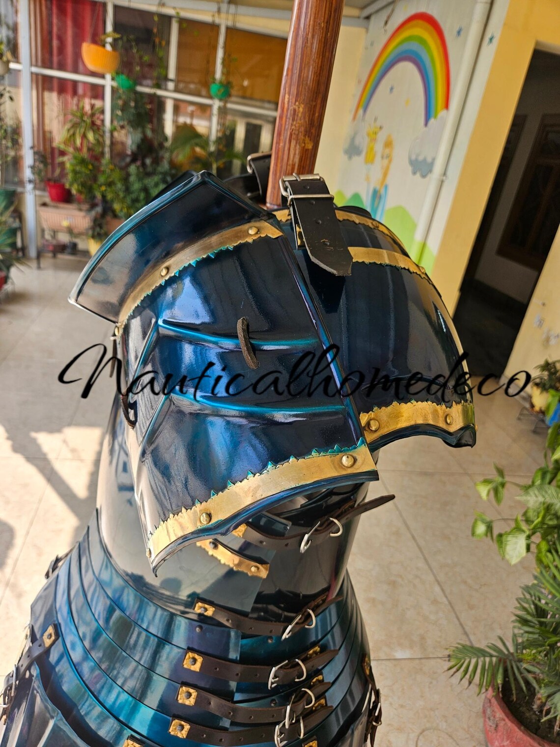 Medieval Knight Blue Armor Chest Plate Armor Pauldrons & Tassets Roman ...