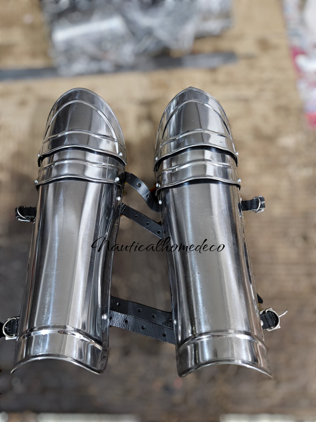 Medieval Knight Steel Greaves Leg Guard Knee Plate Armor Roman Cuirass ...