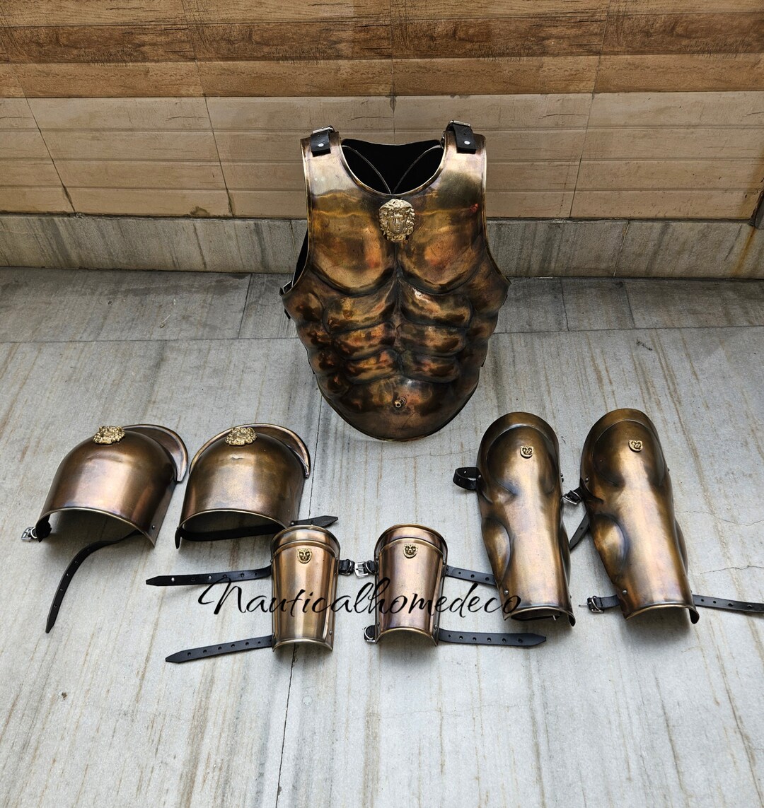 Medieval Knight Muscle Armor Roman Cuirass Arm & Leg Guard Pauldrons ...