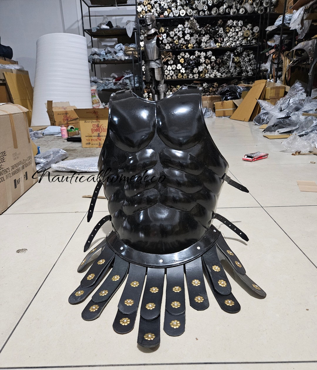 Medieval Knight Muscle Armor Chest Plate Roman Cuirass Black ...