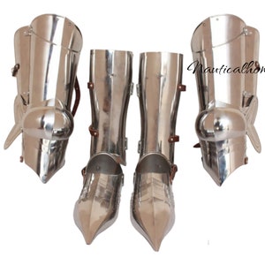 Medieval Knight Full Leg Guard Greaves With Shoes Roman Cuirass Armor ...