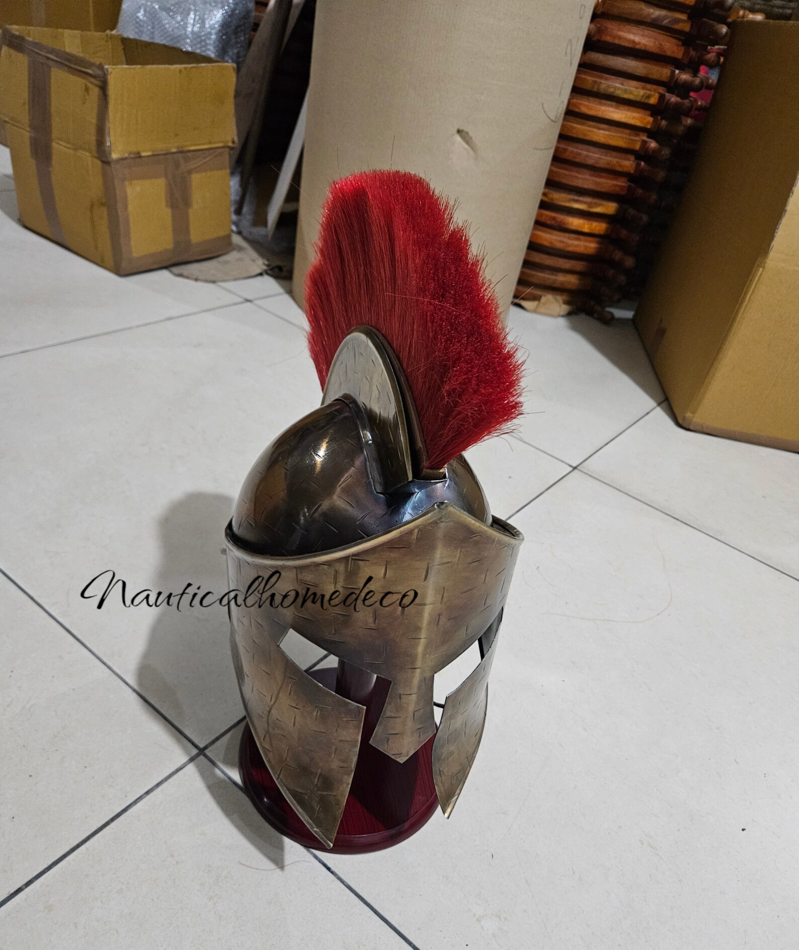 Roman King Leonidas Spartan Warrior Antique Finish Helmet Wearable ...
