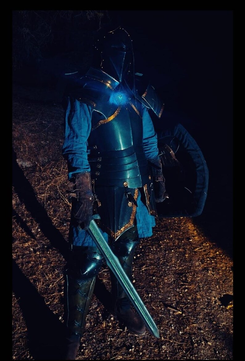 Medieval Knight Blue Armor Chest Plate Armor Pauldrons & Tassets Roman ...