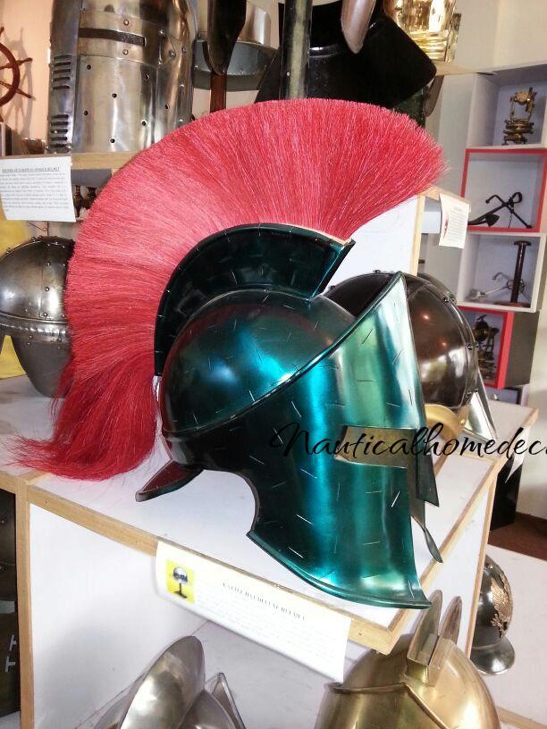Roman Knight Spartan Warrior Blue Helmet Wearable Replica Cosplay ...