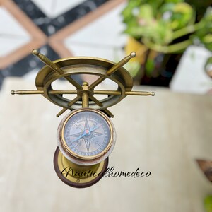 Personalized Antique Brass Wheel Compass - Nautical Marine Decor ...