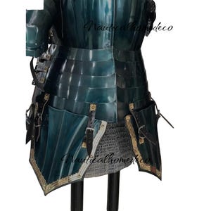 Medieval Knight Blue Armor Chest Plate Armor, Pauldrons, Arm Bracer ...