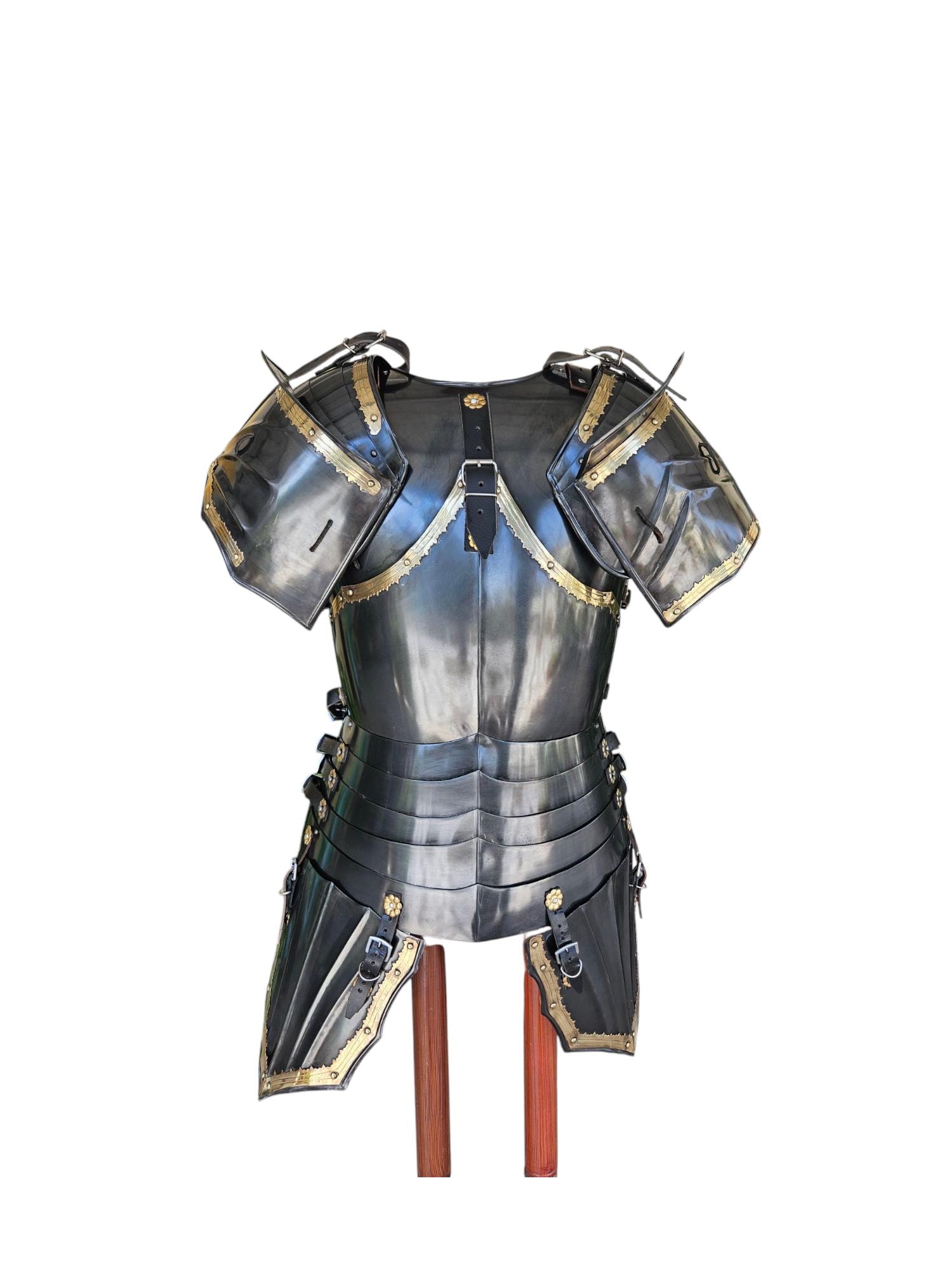 Medieval Knight Black Armor Chest Plate Pauldrons & Tassets Roman ...