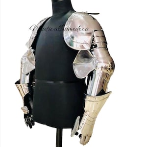 Medieval Knight Full Arm Set Gauntlets Forearm Elbow Guards Pauldrons ...