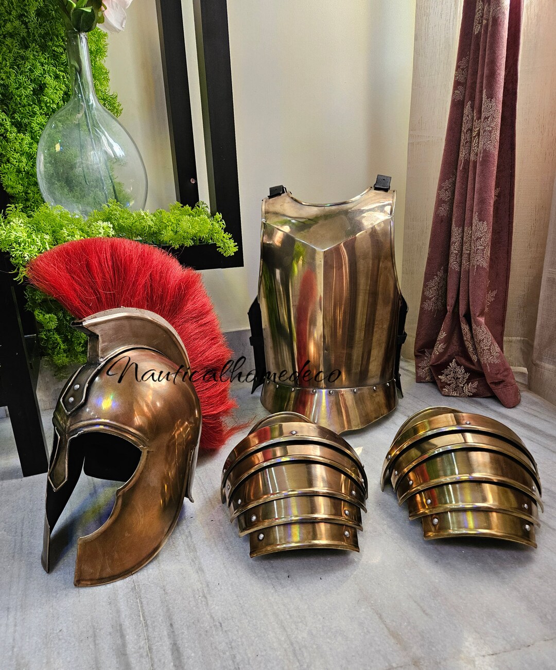 Medieval Roman Troy Trojan Armor Chestplate Set With Helmet & Pauldrons ...