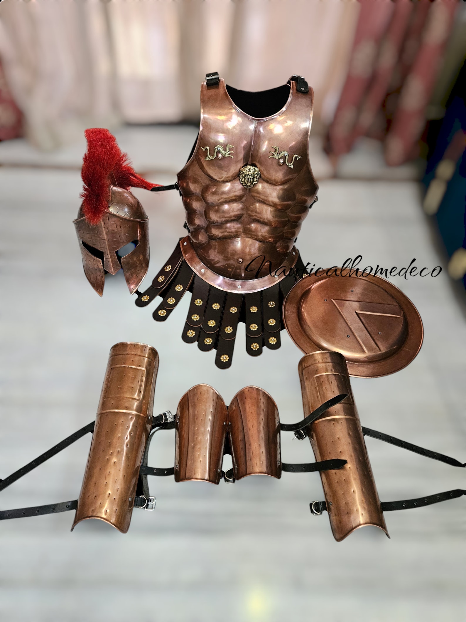 Spartan Muscle Armor Breastplate Helmet Leg Guard Arm Guard & Shield ...