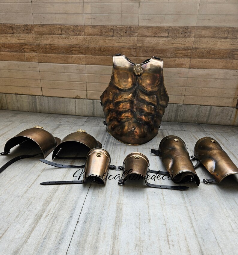 Medieval Knight Muscle Armor Roman Cuirass Arm & Leg Guard Pauldrons ...