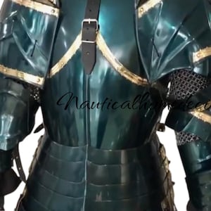 Medieval Knight Blue Armor Chest Plate Armor, Pauldrons, Arm Bracer ...