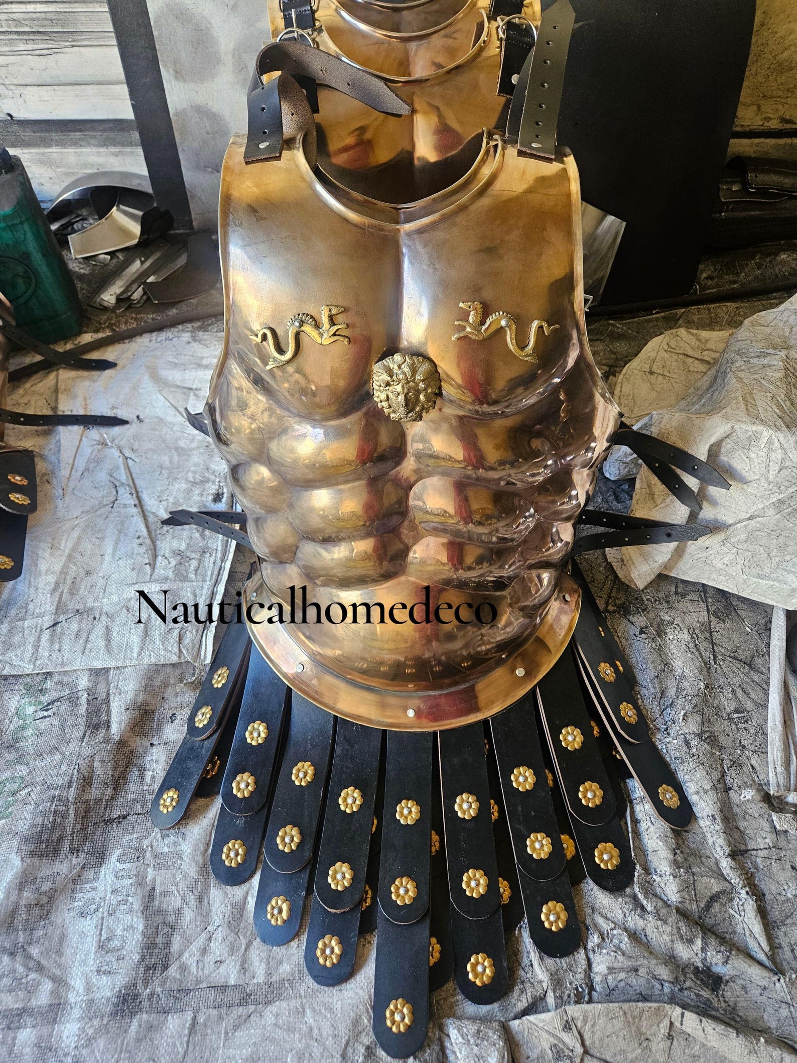 Medieval Knight Muscle Armor Chest Plate With Leather Belt Roman ...