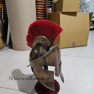 Roman King Leonidas Spartan Warrior Antique Finish Helmet - Wearable ...