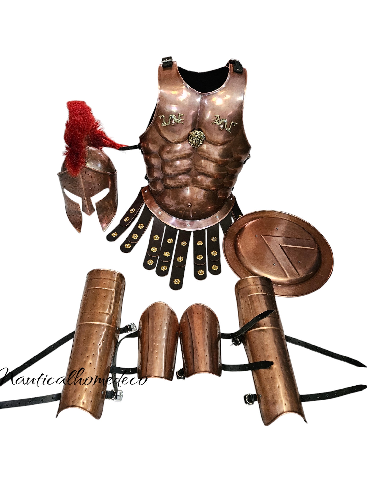 Spartan Muscle Armor Breastplate Helmet Leg Guard Arm Guard & Shield ...