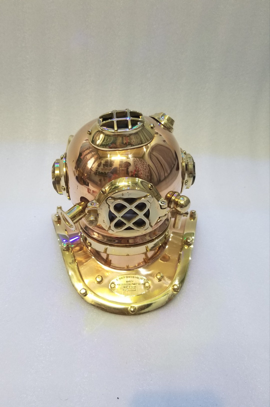 US Navy Deep Sea Diver Helmet - Brass & Copper Nautical Marine Decor ...