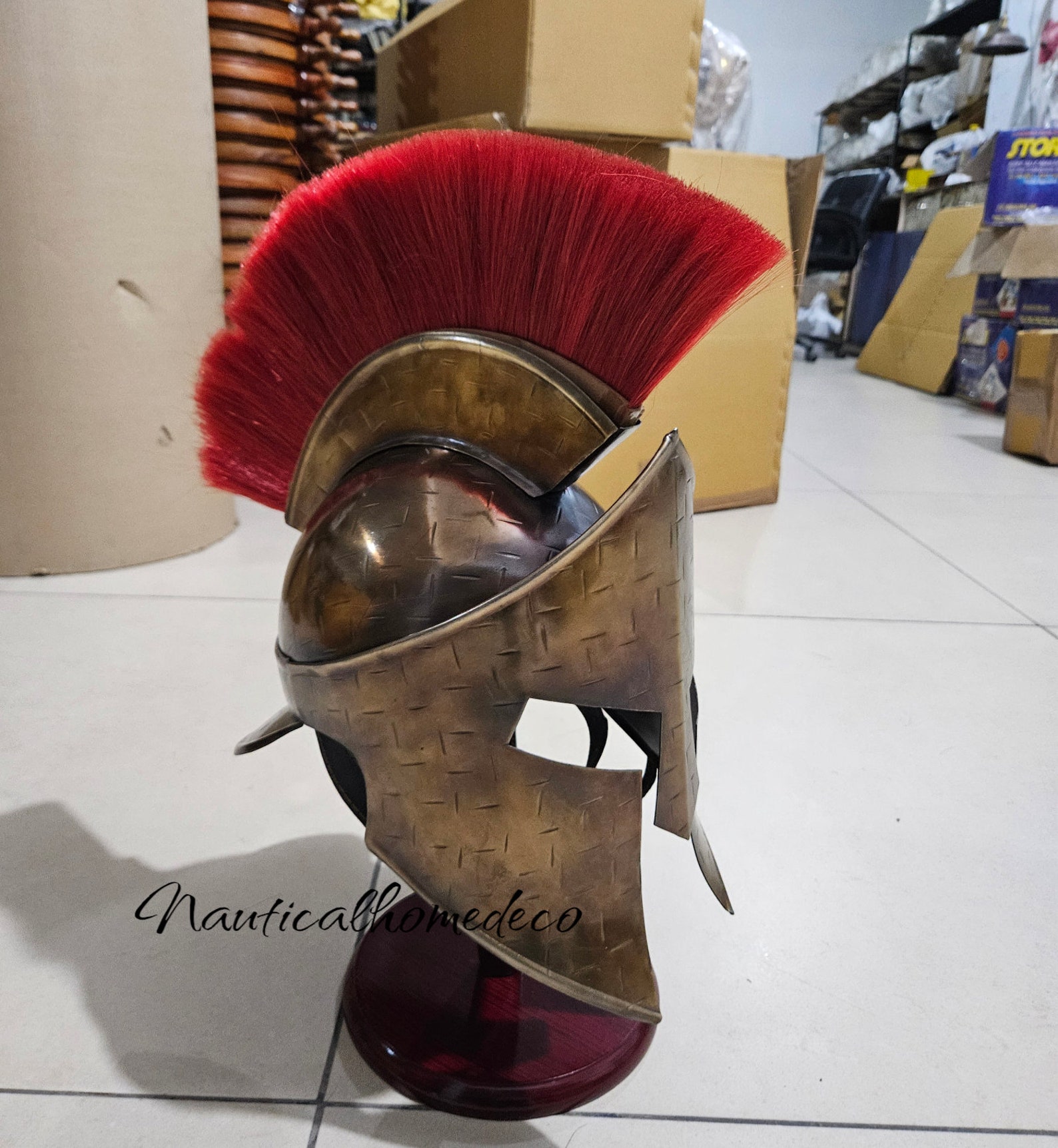 Roman King Leonidas Spartan Warrior Antique Finish Helmet Wearable ...