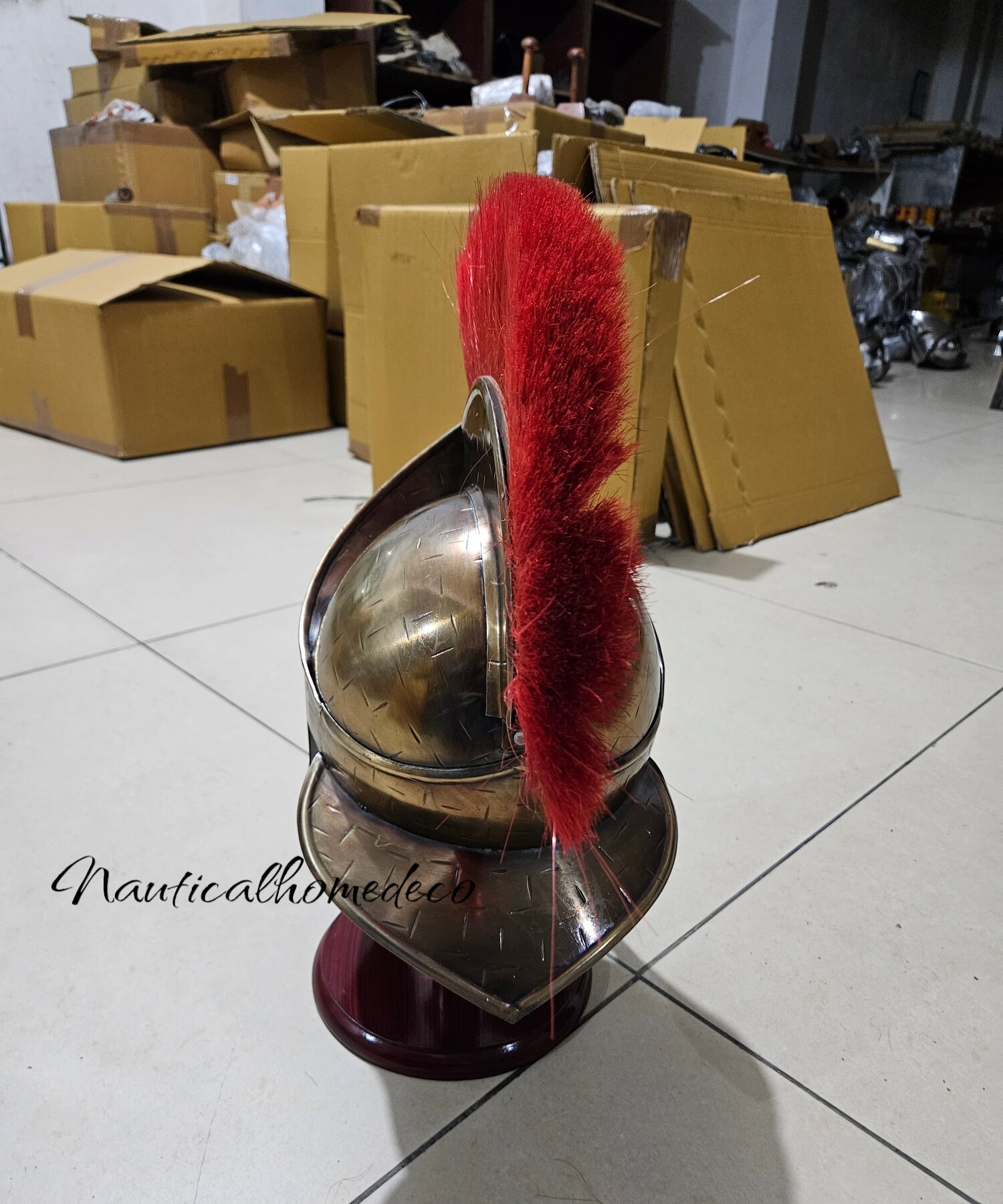 Roman King Leonidas Spartan Warrior Antique Finish Helmet Wearable ...