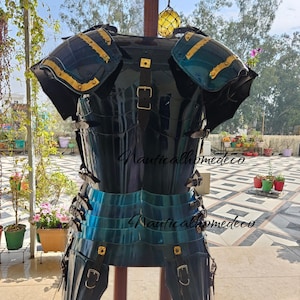 Medieval Knight Blue Armor Chest Plate Armor Pauldrons & Tassets Roman ...