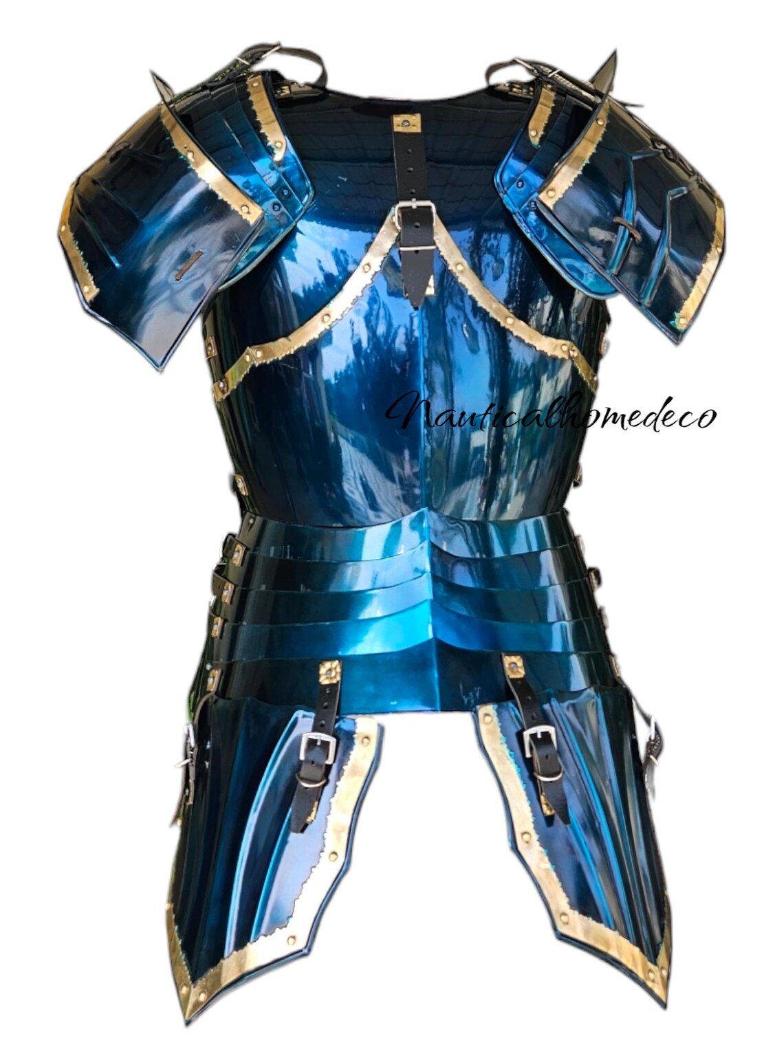 Medieval Knight Blue Armor Chest Plate Armor Pauldrons & Tassets Roman ...