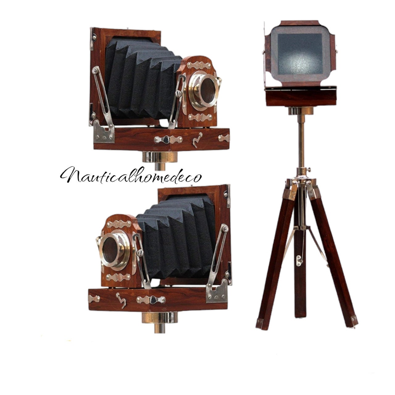 Vintage Wooden Camera Showpiece Retro Foldable Movie Camera Replica ...