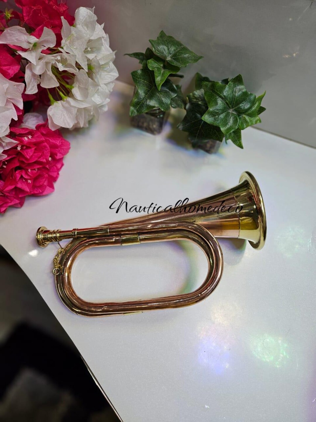 Custom Engrave Vintage Brass Bugle Horn - Musical Instrument - Nautical ...