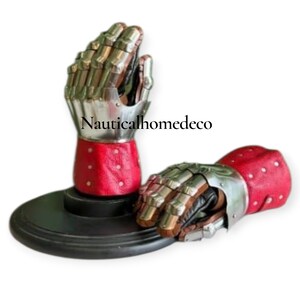 Medieval Gauntlet Hand Armor Gothic Display Knight Red Leather ...