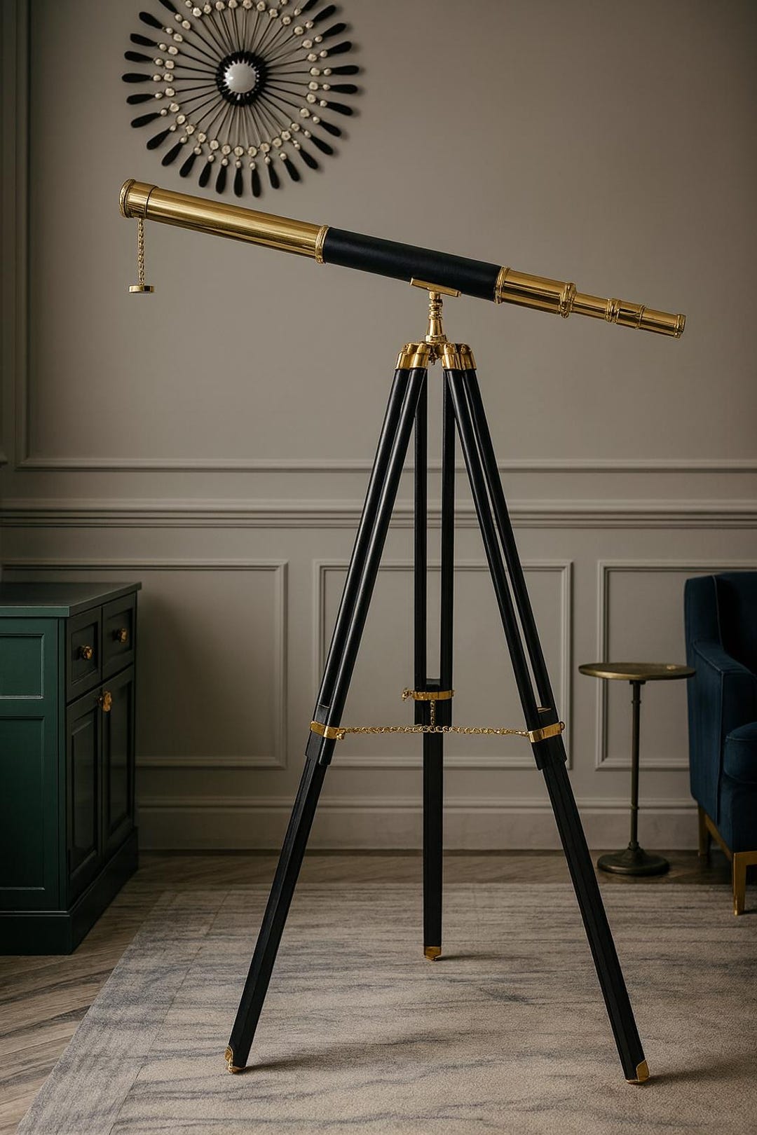 Personalized Telescope Brass and Leather on Adjustable Wooden Tripod ...