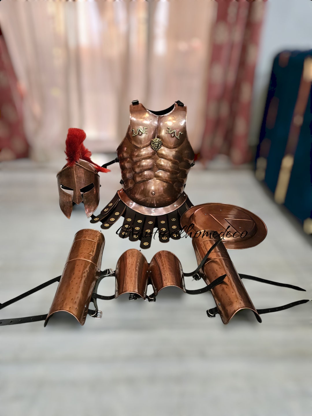 Spartan Muscle Armor Breastplate Helmet Leg Guard Arm Guard & Shield ...