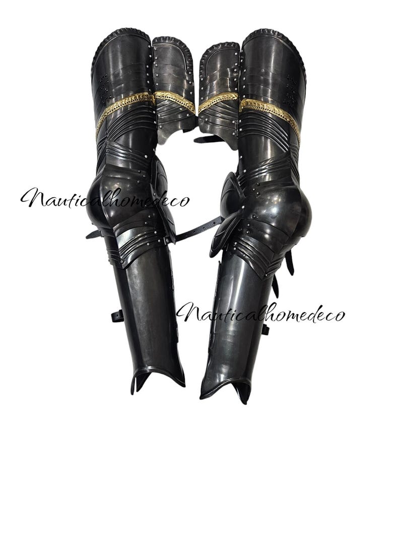 Medieval Knight Full Black Leg Guard Greaves - Roman Cuirass Armor ...