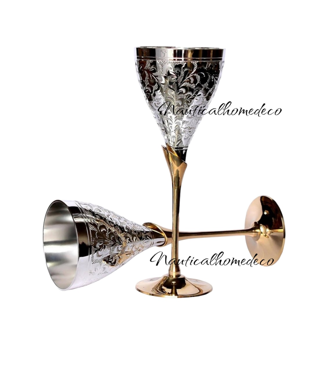 Vintage Brass Royal Chalice Handmade Embossed Cup Goblet Elegant ...
