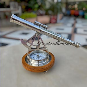 Personalized Brass Alidade Telescope & Compass Chrome Finish Nautical ...