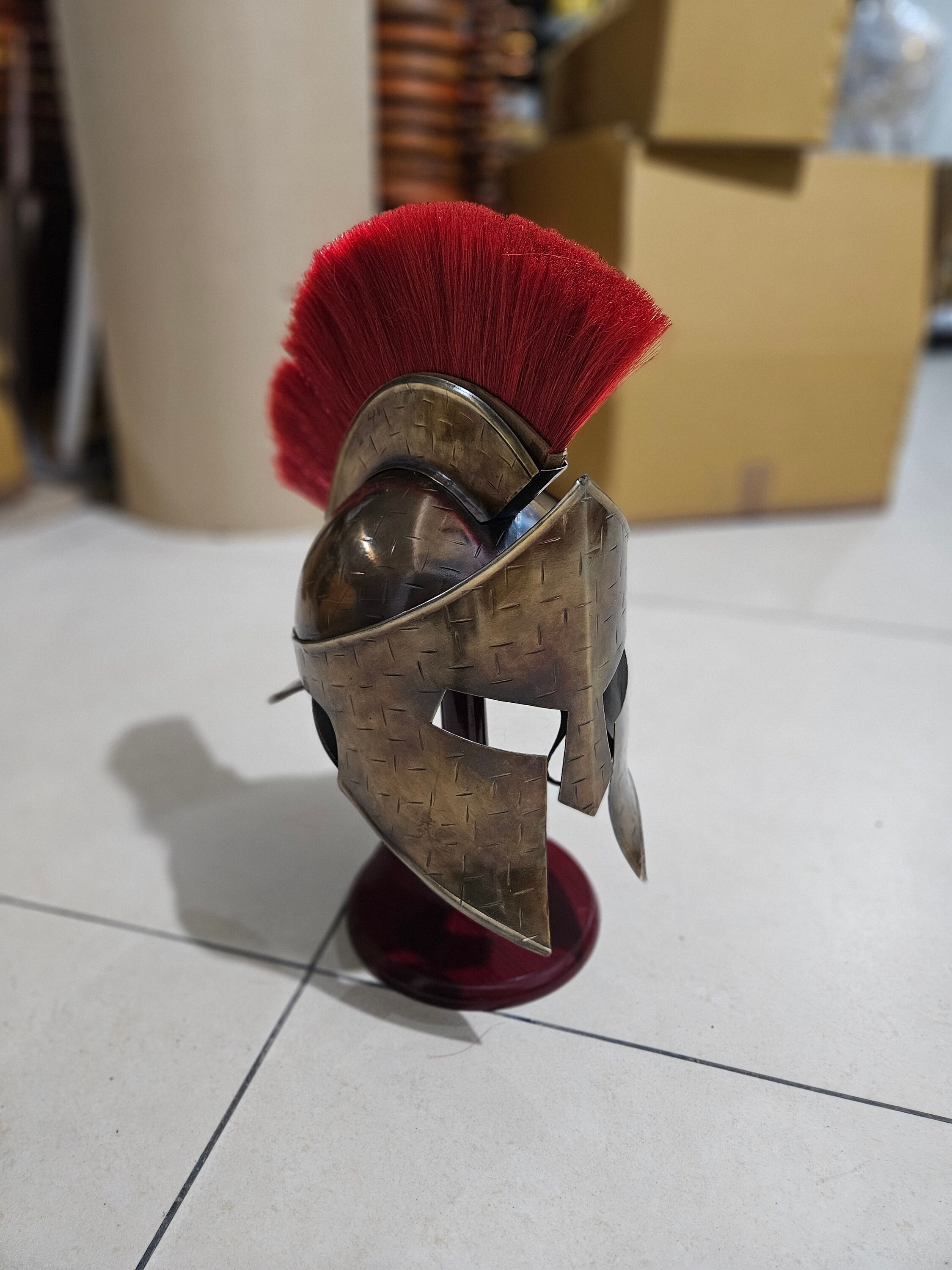 Roman King Leonidas Spartan Warrior Antique Finish Helmet Wearable ...